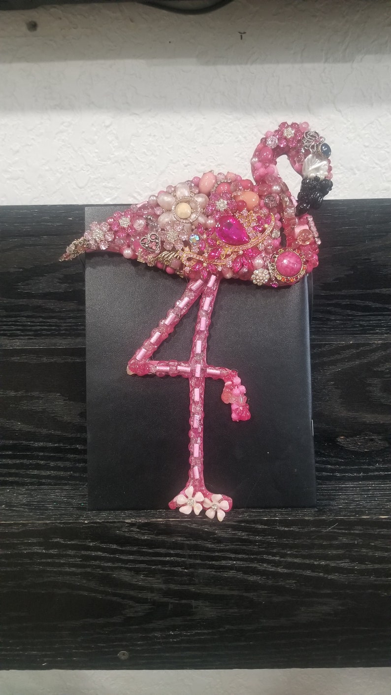 Pink Flamingo Jewelry Art, Flamingo Wall Decor, Coastal Home Style ...