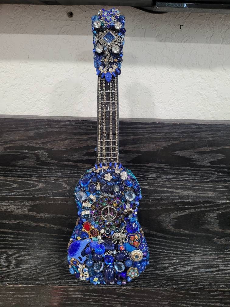 Ukulele Jewelry Art, Wall Decor, Upcycled Jewelry Mosaic, Music Room ...