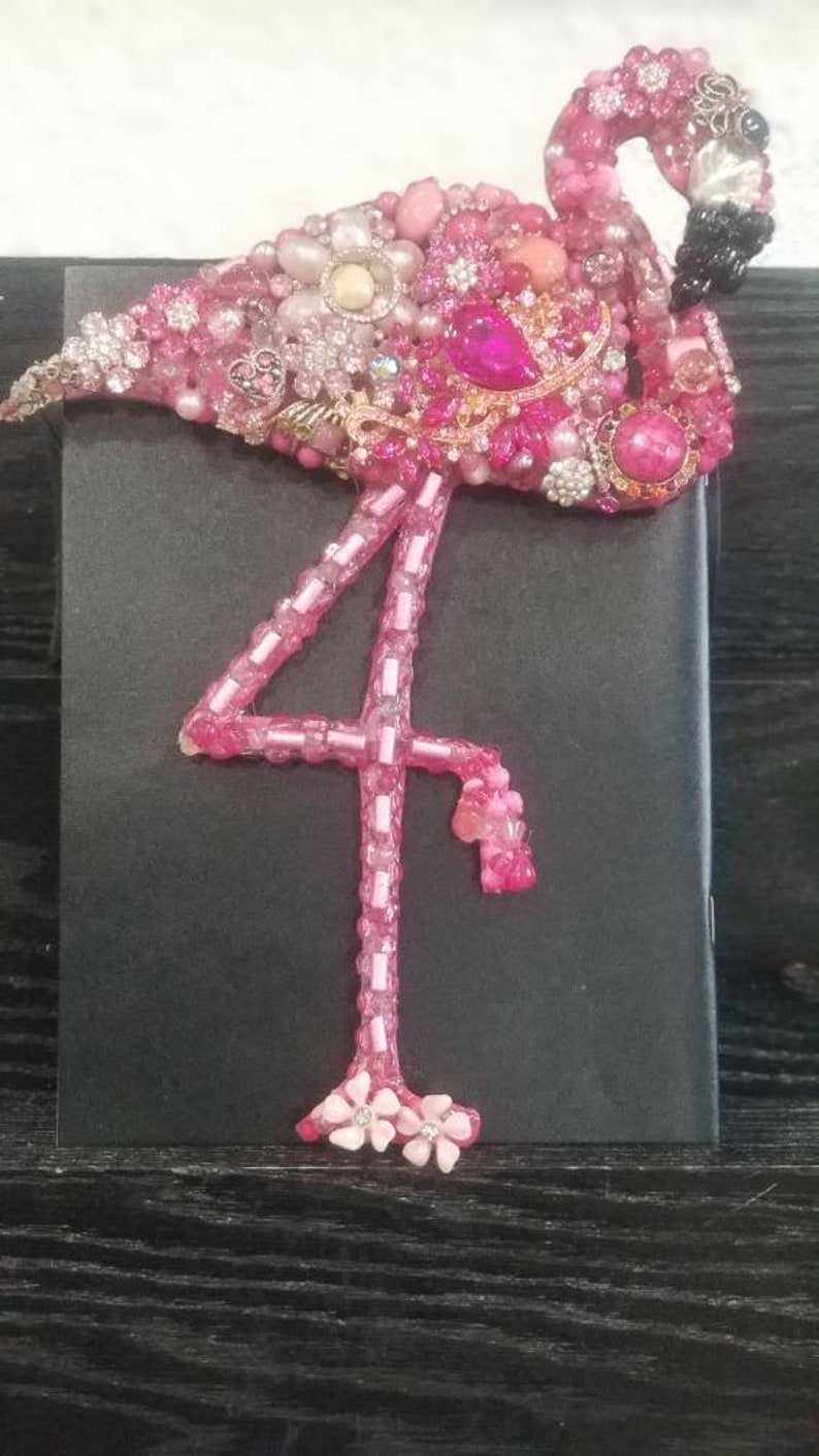 Pink Flamingo Jewelry Art, Flamingo Wall Decor, Coastal Home Style ...