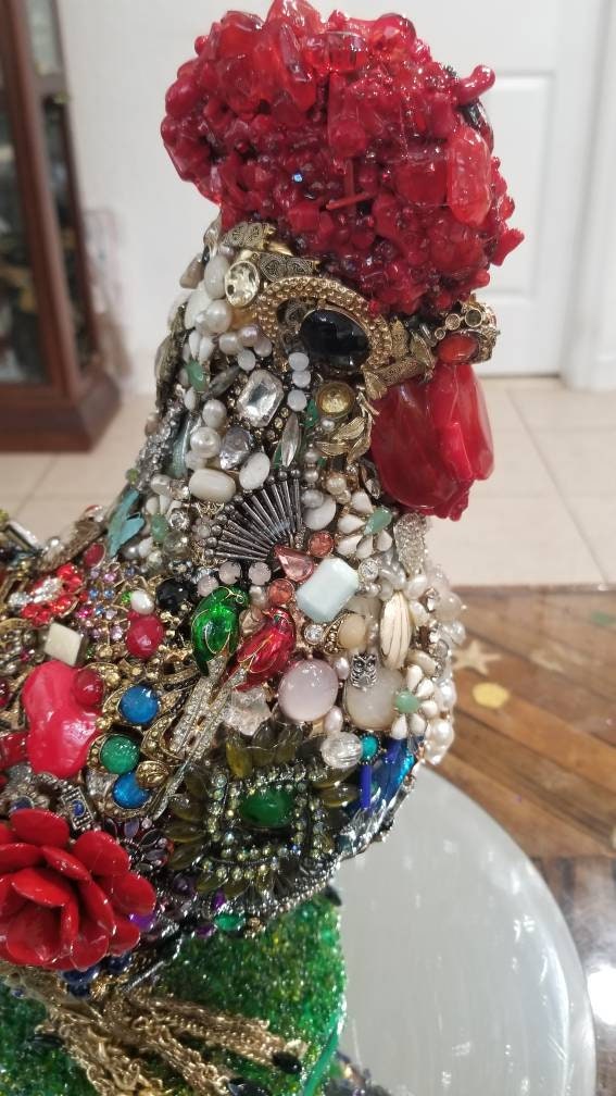 Vintage Jewelry Art Rooster Decor Upcycled Jewelry Rooster - Etsy