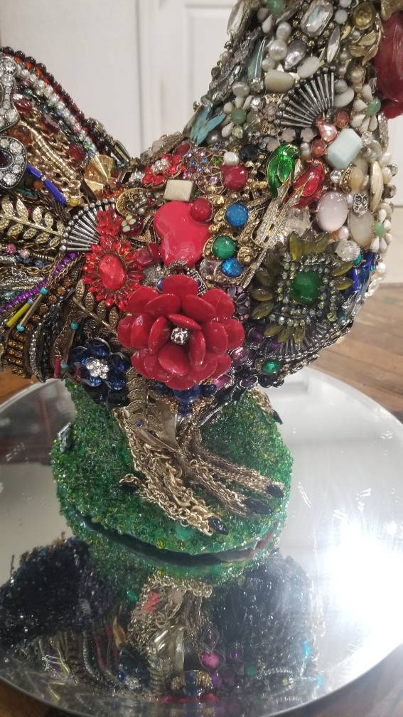 Vintage Jewelry Art Rooster Decor Upcycled Jewelry Rooster - Etsy