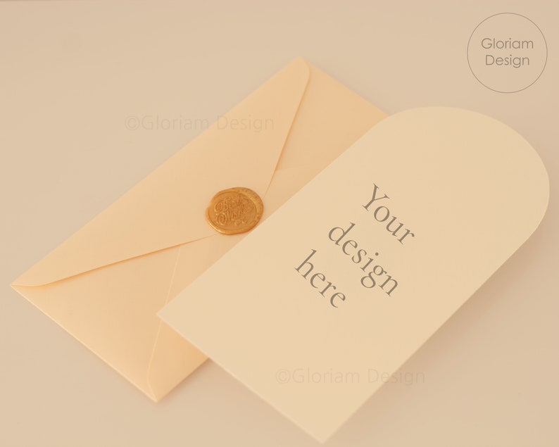 Arch Wedding Invitation Card Mockup With 4x8 Champagne | Etsy