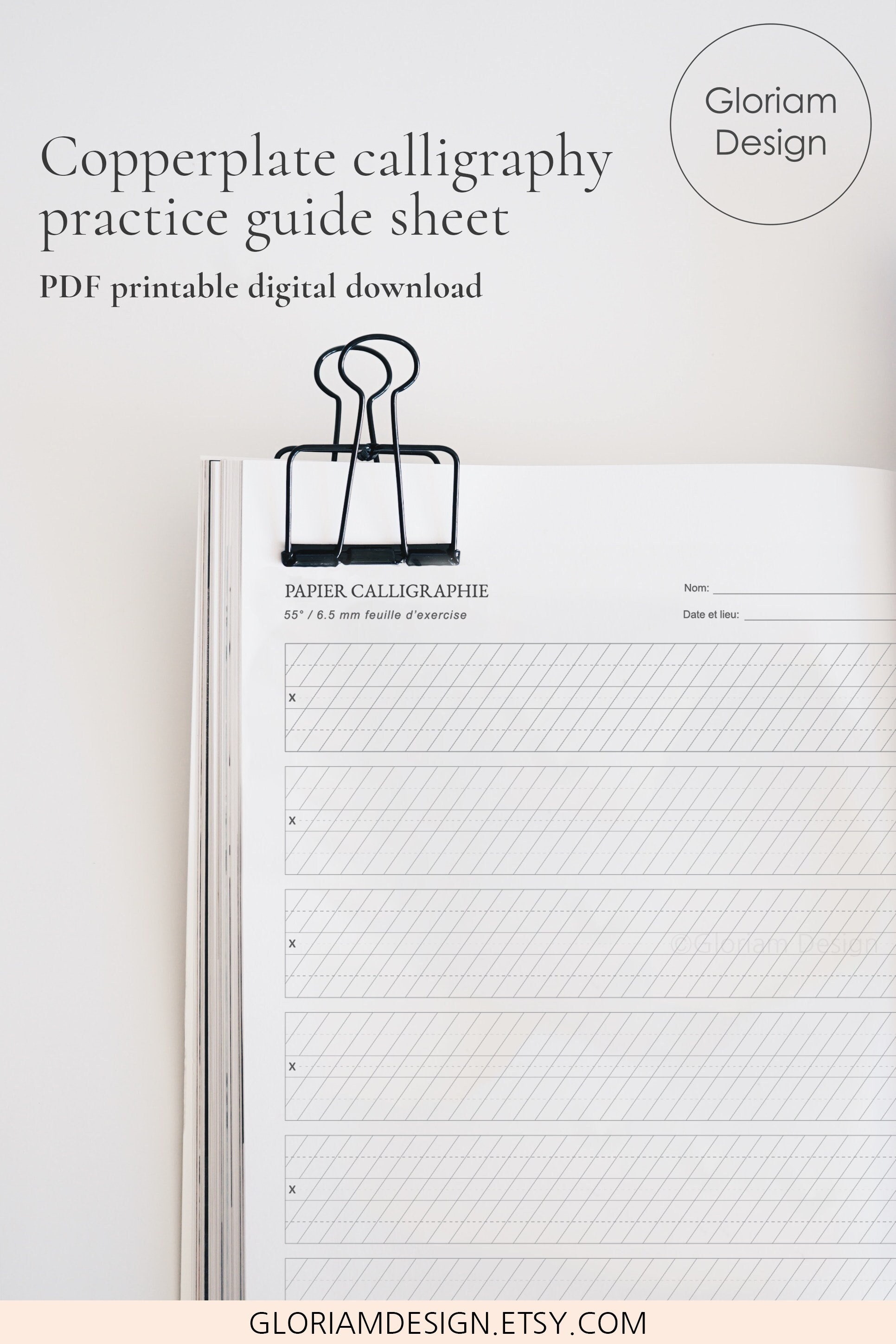 Copperplate Calligraphy Guide Worksheet Template, Printable Pointed Pen ...