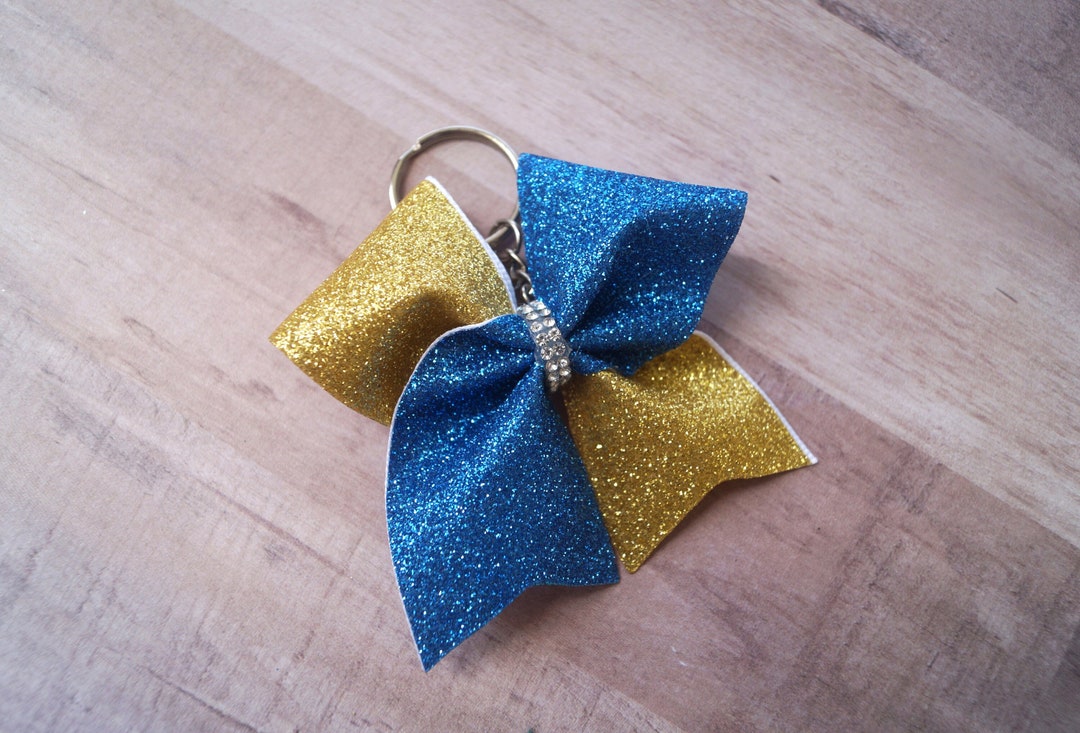 2 Toned Mini Glitter Cheer Bow Keychain (large) - Etsy