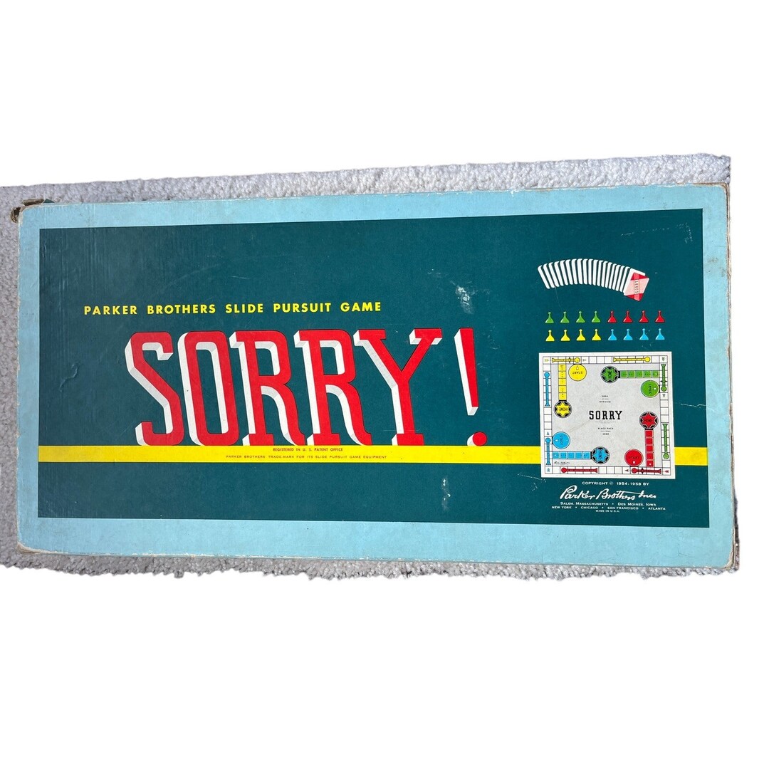 Vintage SORRY Board Game by Parker Brothers 1950s Complete - Etsy
