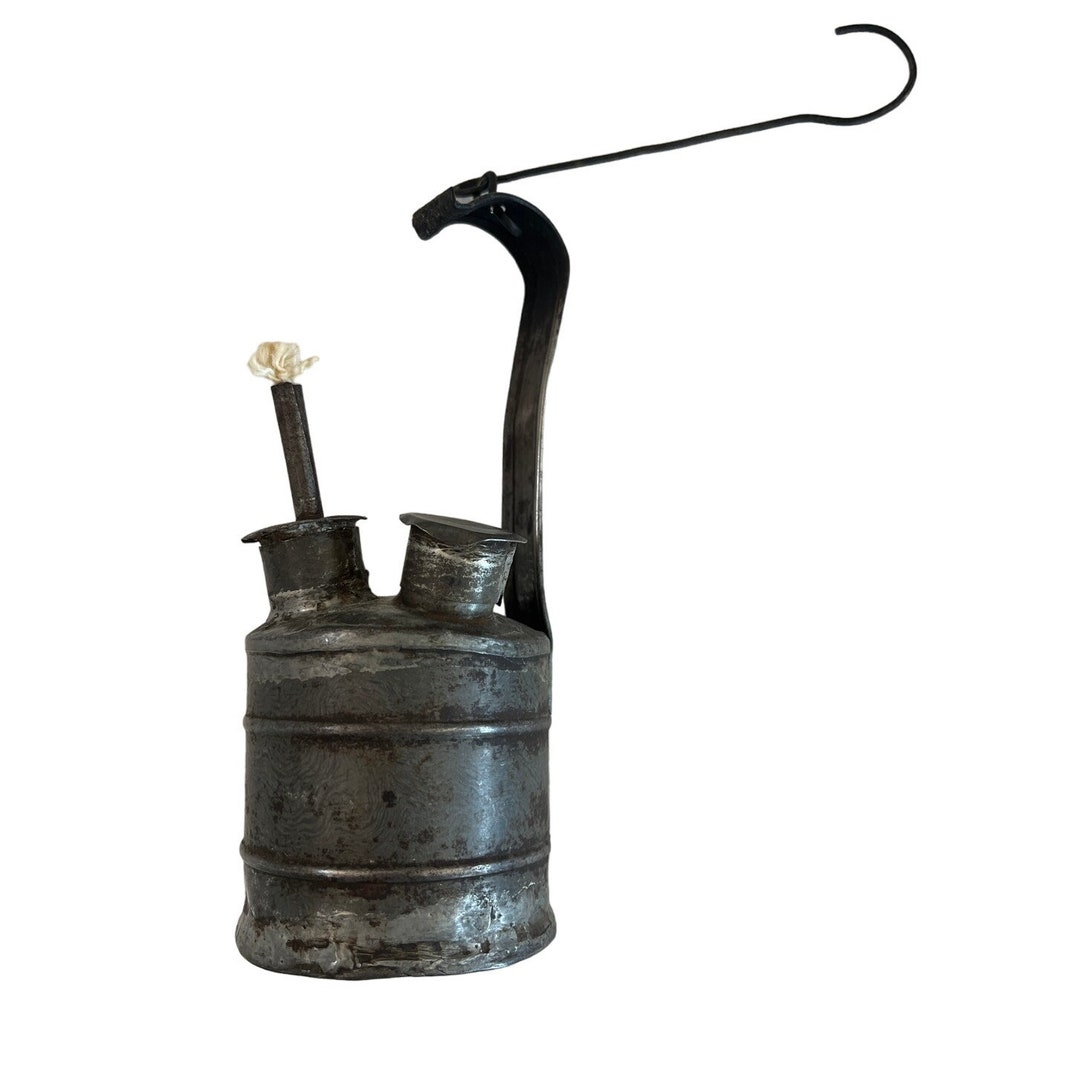 Antique Primitive Tin Hanging Oil Lamp - Etsy