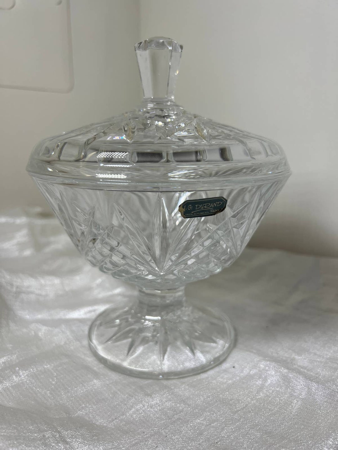 A G Durand Crystal Covered Footed Candy Dish Lidded France - Etsy