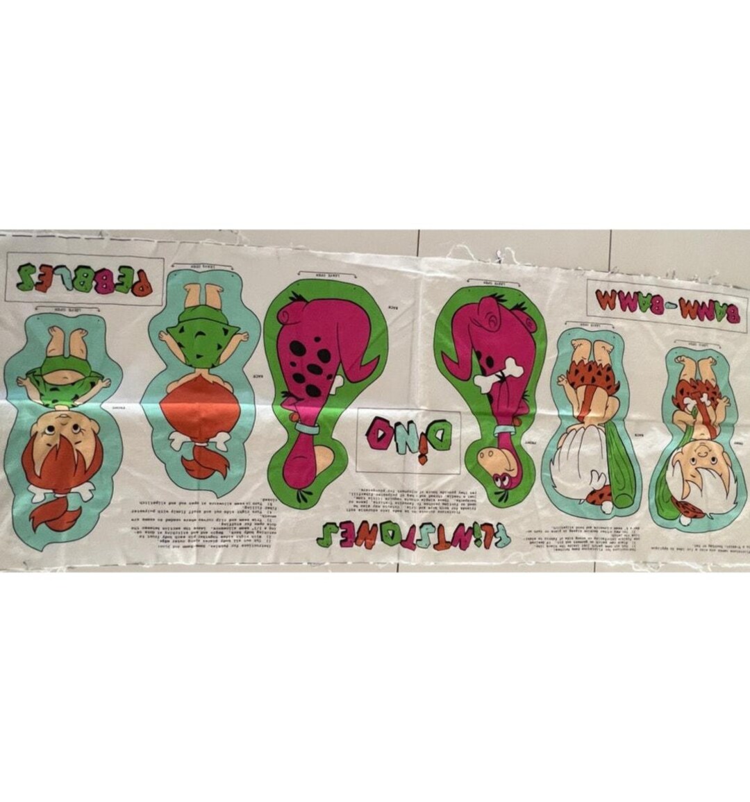 Flintstones Cut N Sew Fabric Panels Pebbles Bam Bam Dino Hanna Barbera ...