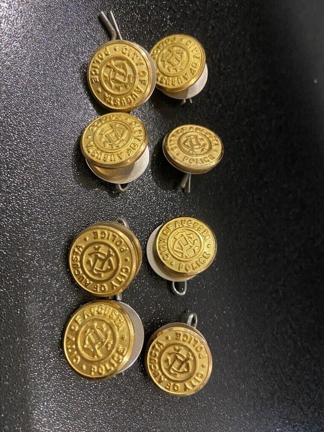 Vintage Police Department Uniform Brass Buttons Lot of 8 Augusta GA ...