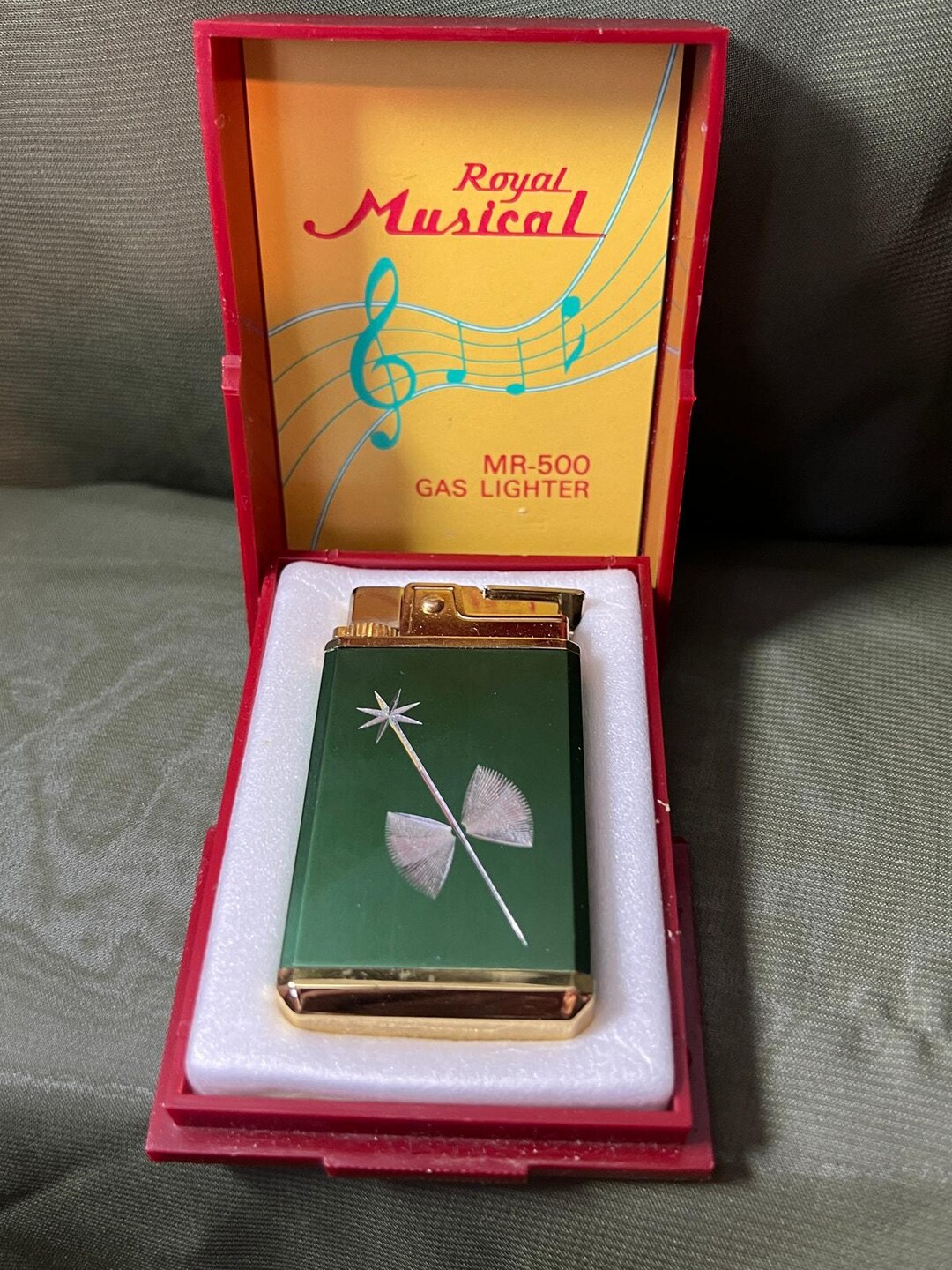 Royal Musical Mr 500 Gas Lighter Green Gold Works Original Box - Etsy