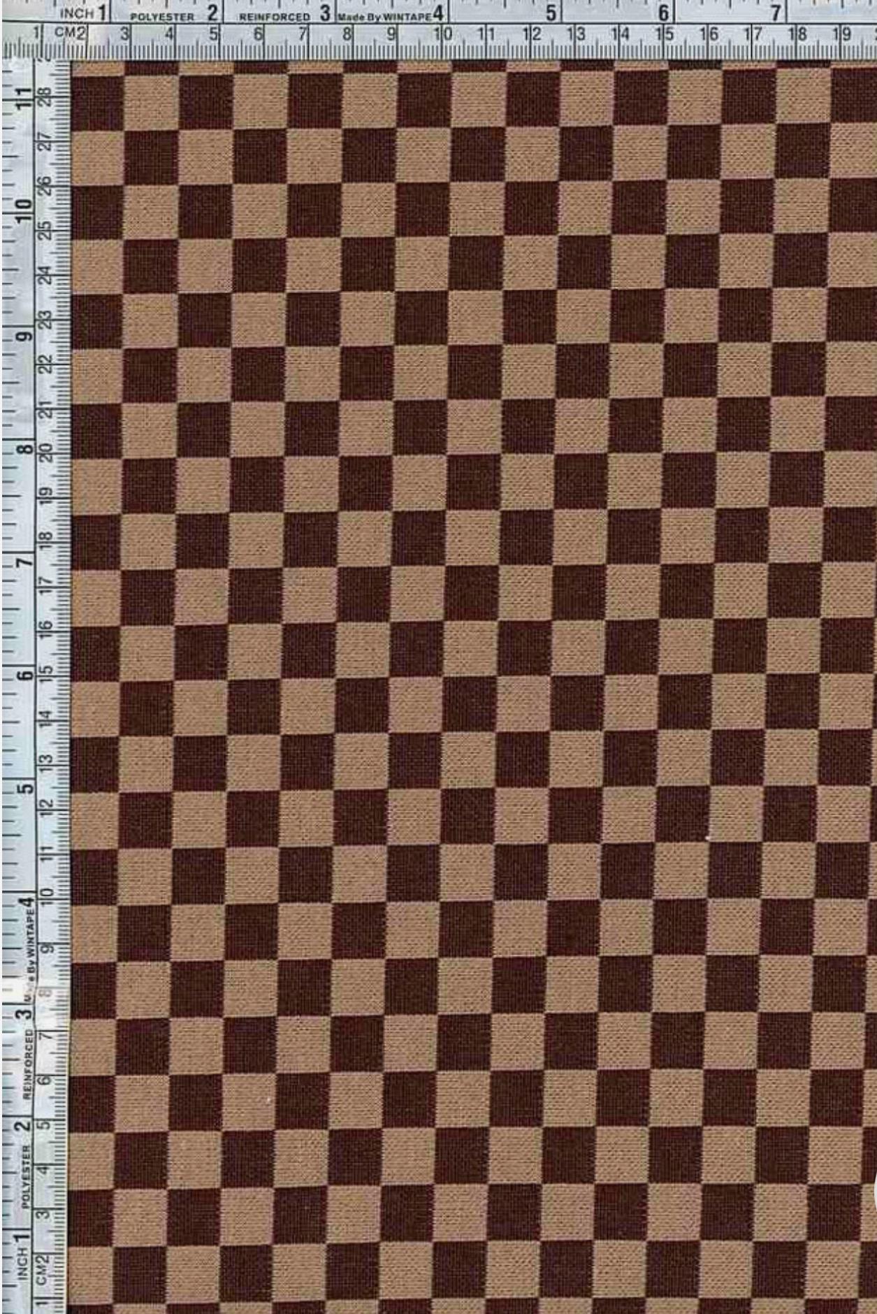 Brown and Tan Checkerboard Heavyweight Jacquard Knit Fabric – 58/60 ...