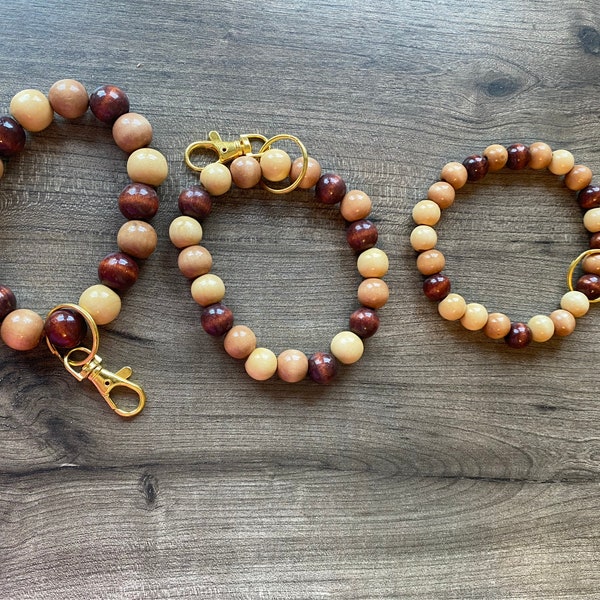 Wood Bead Keychain - Etsy