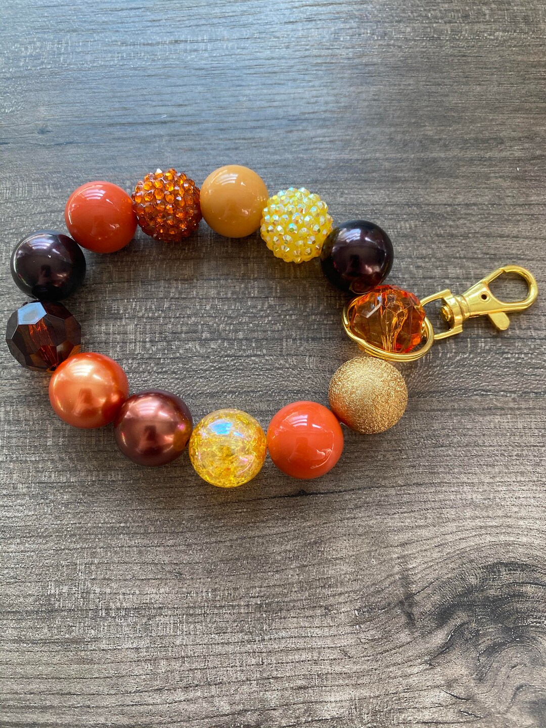 Autumn Keychain Bracelet, Fall Themed Keychain Bracelet, Bubblegum ...