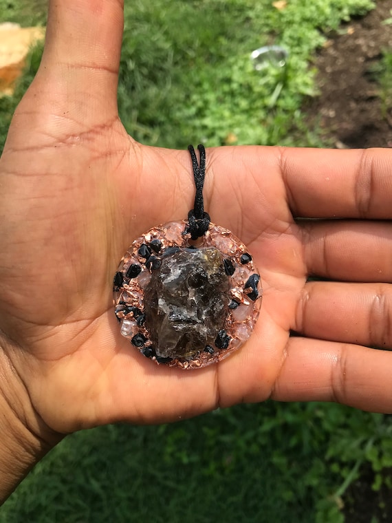 Raw Smokey Quartz Organite Pendant Orgone Generator EMF | Etsy