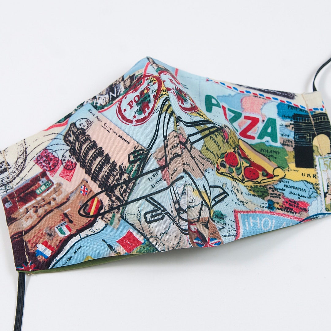Travel Face Mask Travel Collage Vacation Blogger World - Etsy