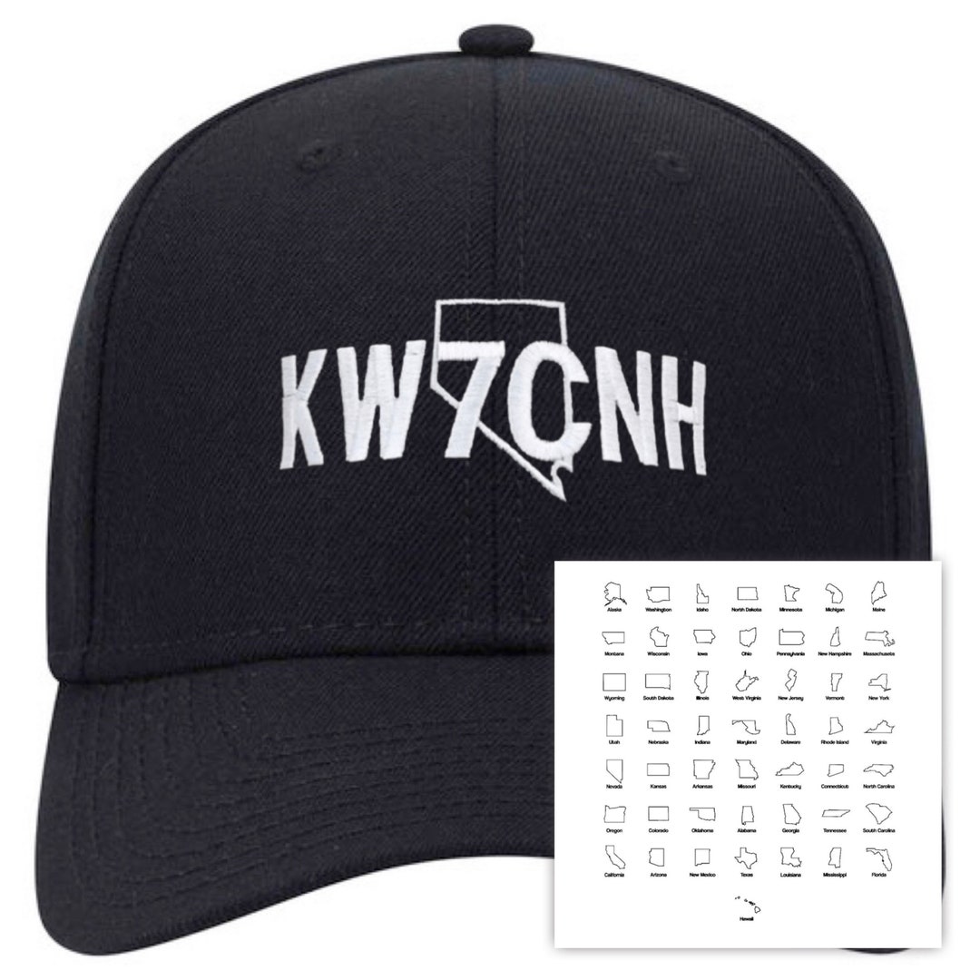Embroidered Ham Radio Call Sign Hat: Custom State Outline Design - Etsy
