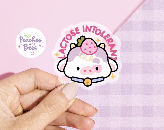 Lactose Intolerant Cow Sticker/mallow the Cow/water Bottle Decal/cute ...