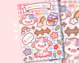 Strawberry Cow Holographic Vinyl Sticker - Etsy