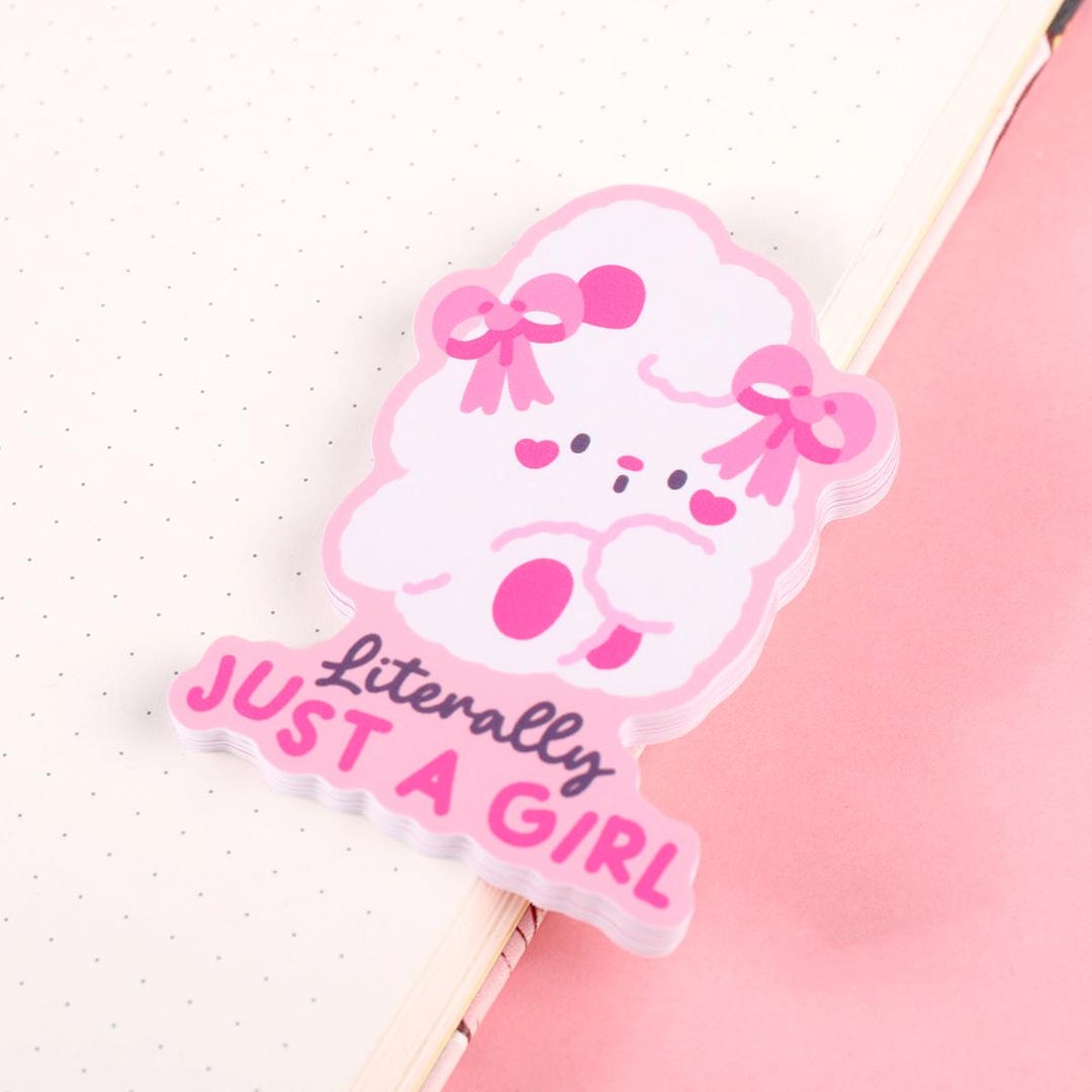 Literally Just A Girl Sticker | Cute Bow Bunny Decal | Funny Water ...