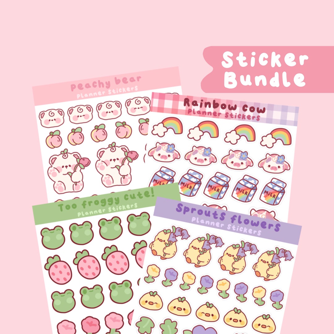 Animal Sticker Bundle /frog Bear Cow Duck Planner Stickers/ Cute ...