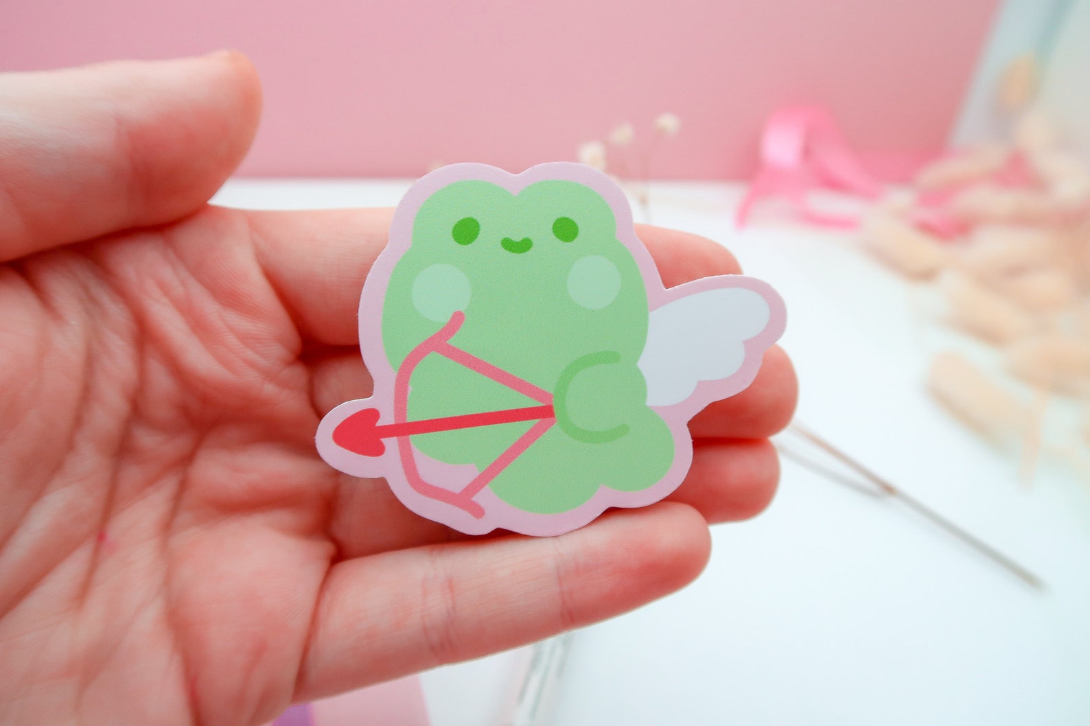 Cupid Frog Sticker /cute Valentines Chubby Baby Frog - Etsy