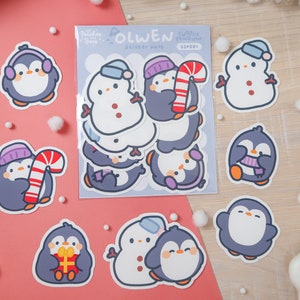 Olwen the Penguin Sticker Pack/kawaii Penguin Stickers/cute Christmas ...