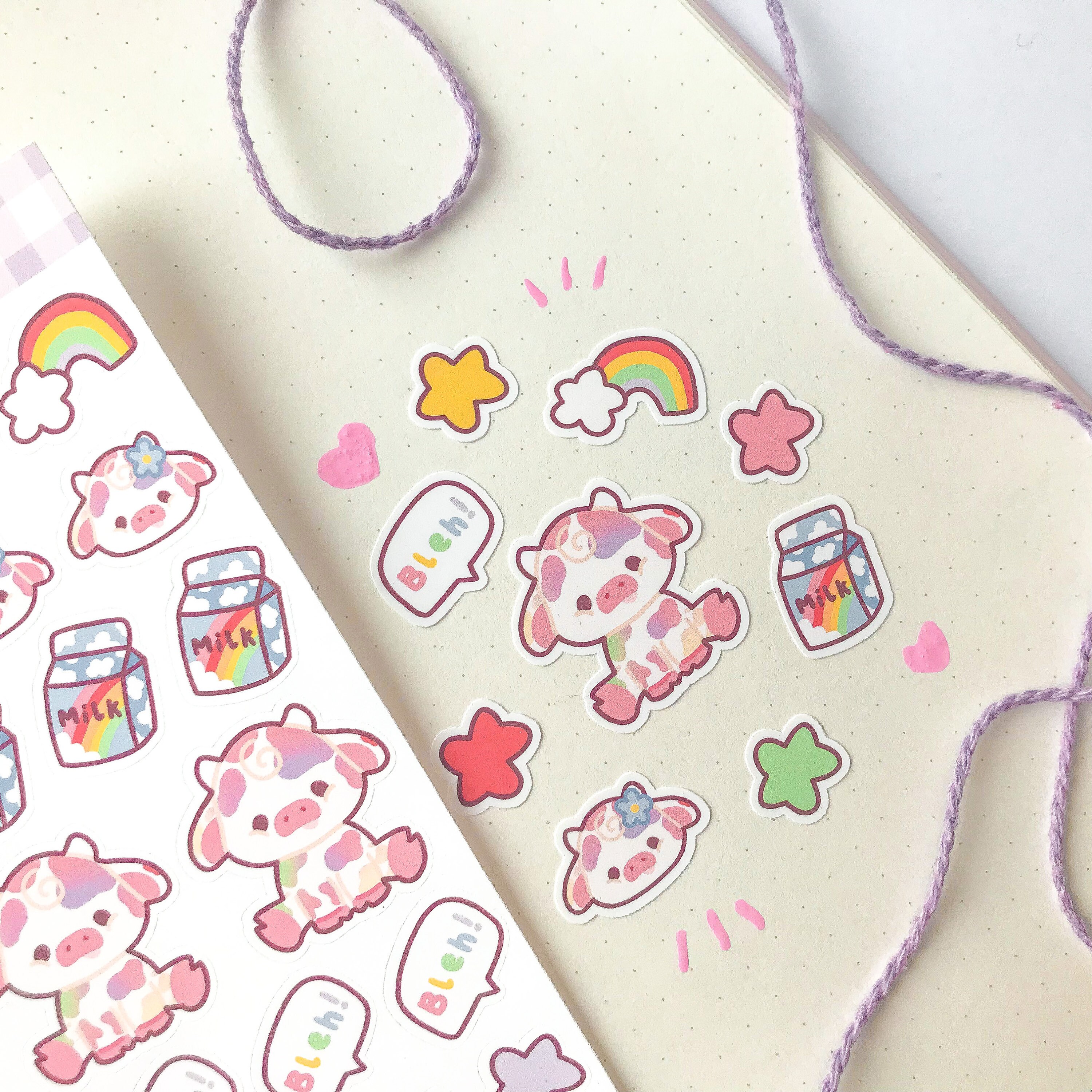 Cute Cow Sticker Sheet/cute Planner Stickers/ Cute Cottagecore - Etsy UK
