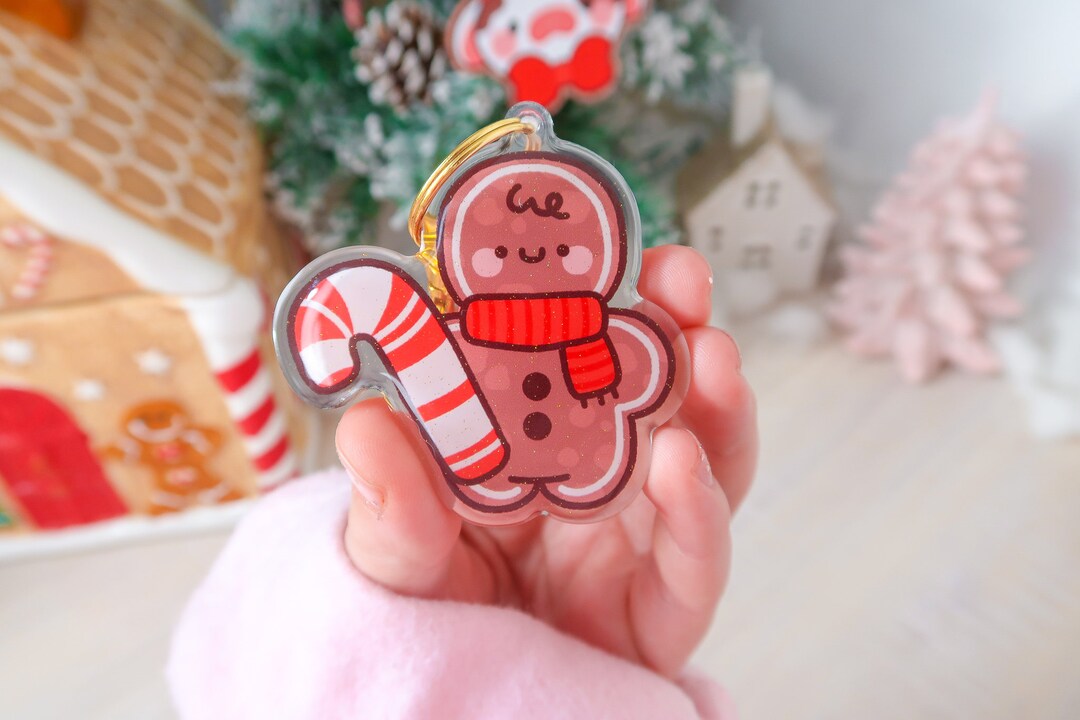 Cute Ginger Bread Keychain/candy Cane Key Charm/ Cute Christmas Gift ...