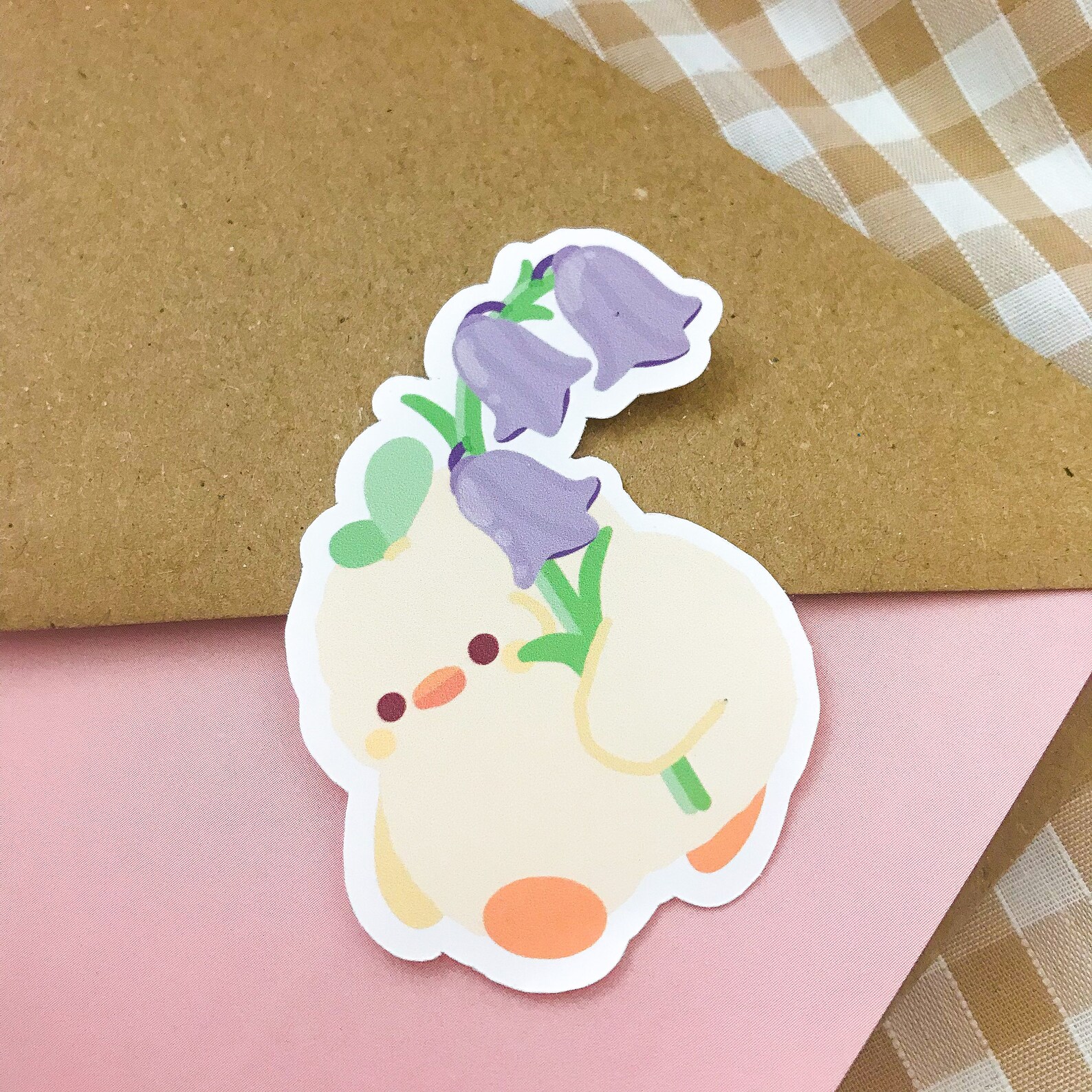 Floral Duck Sticker/cute Bluebell Chick Sticker/kawaii - Etsy