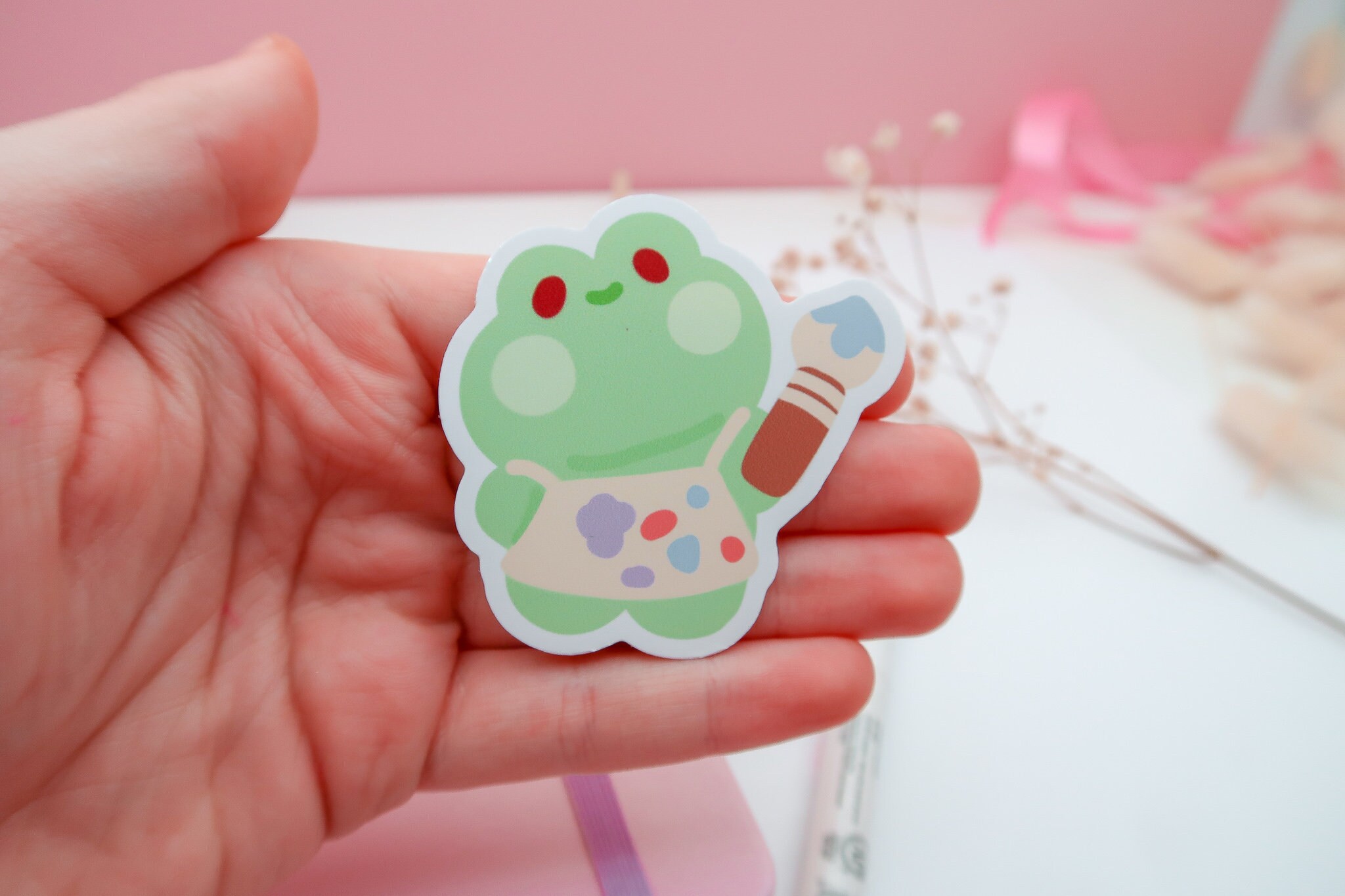 Painting Frog Sticker /cute Chubby Baby Frog Sticker/froggy | Etsy UK