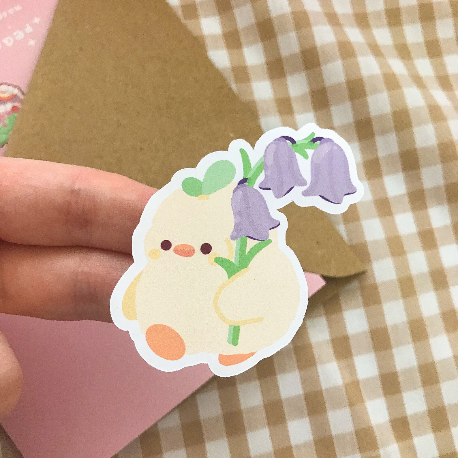 Floral Duck Sticker/cute Bluebell Chick Sticker/kawaii - Etsy