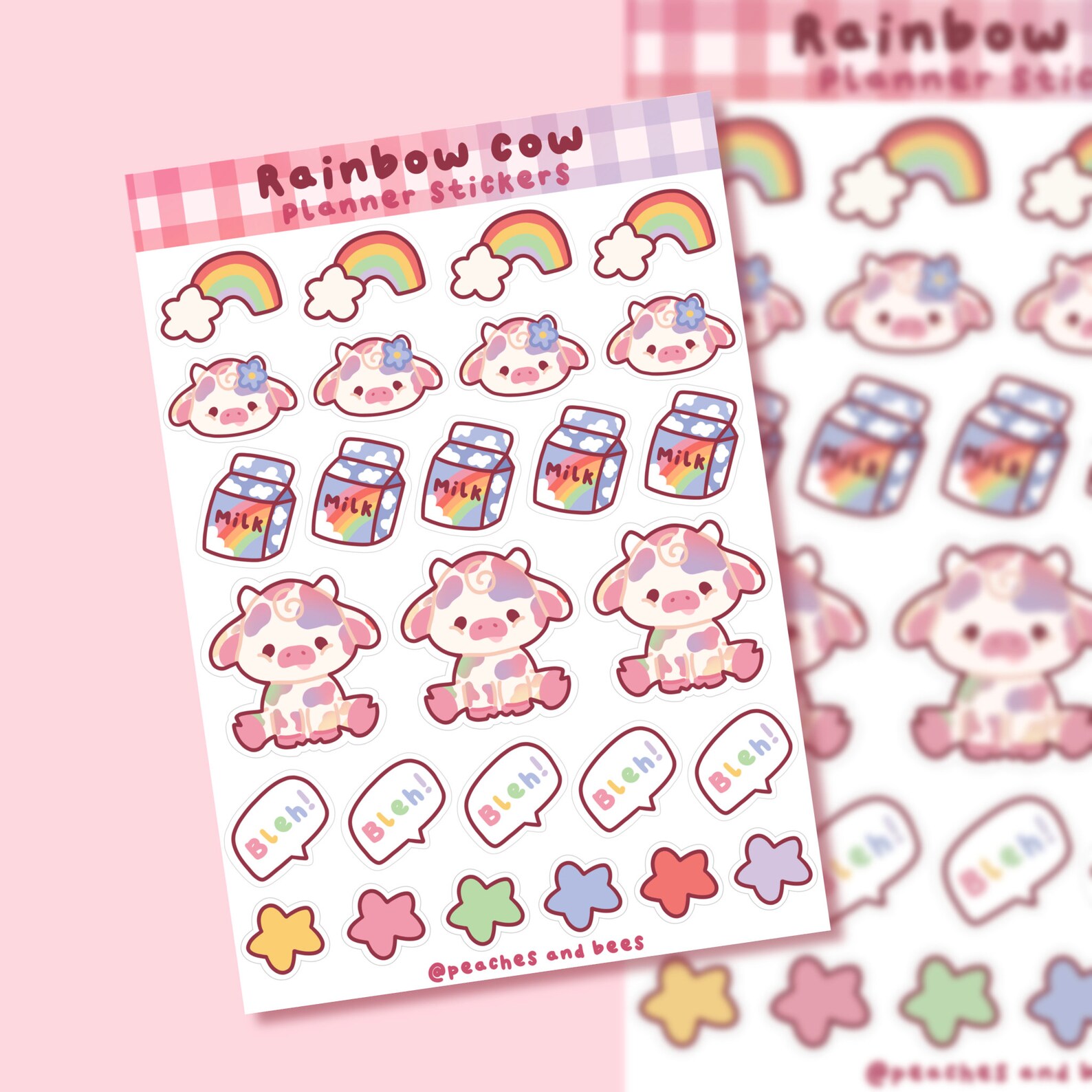 Cute Cow Sticker Sheet/cute Planner Stickers/ Cute Cottagecore - Etsy UK