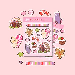 Sweet Christmas Sticker Sheet/christmas Pudding Stickers/cute - Etsy