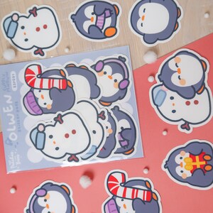 Olwen the Penguin Sticker Pack/kawaii Penguin Stickers/cute Christmas ...
