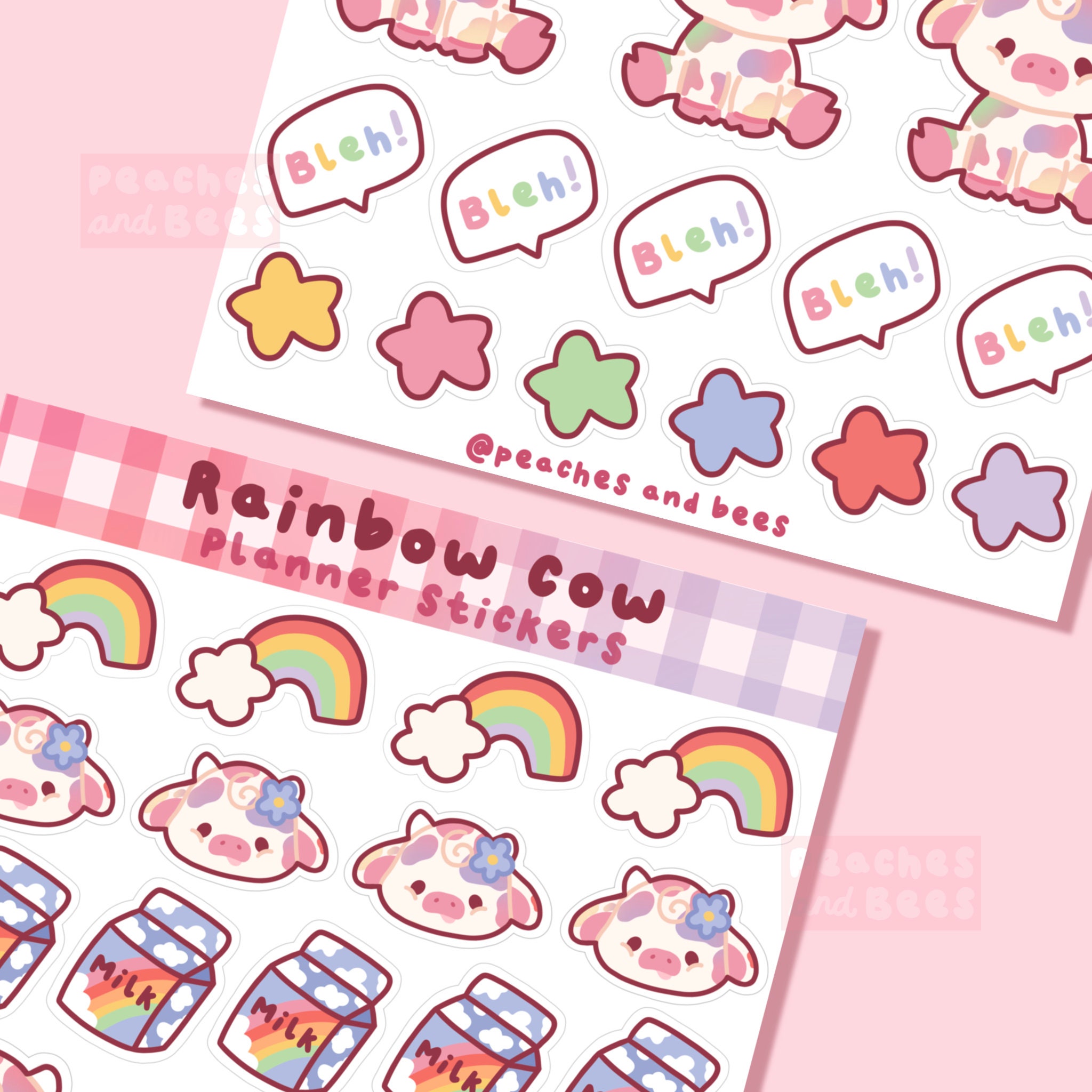 Cute Cow Sticker Sheet/cute Planner Stickers/ Cute Cottagecore | Etsy