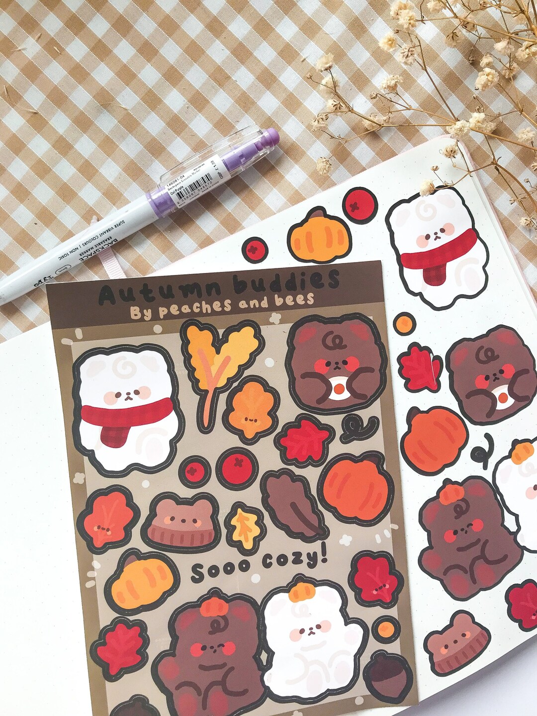 Autumn Buddies Sticker Sheet/kawaii Autumn Bear Sticker/cute Fall Deco ...