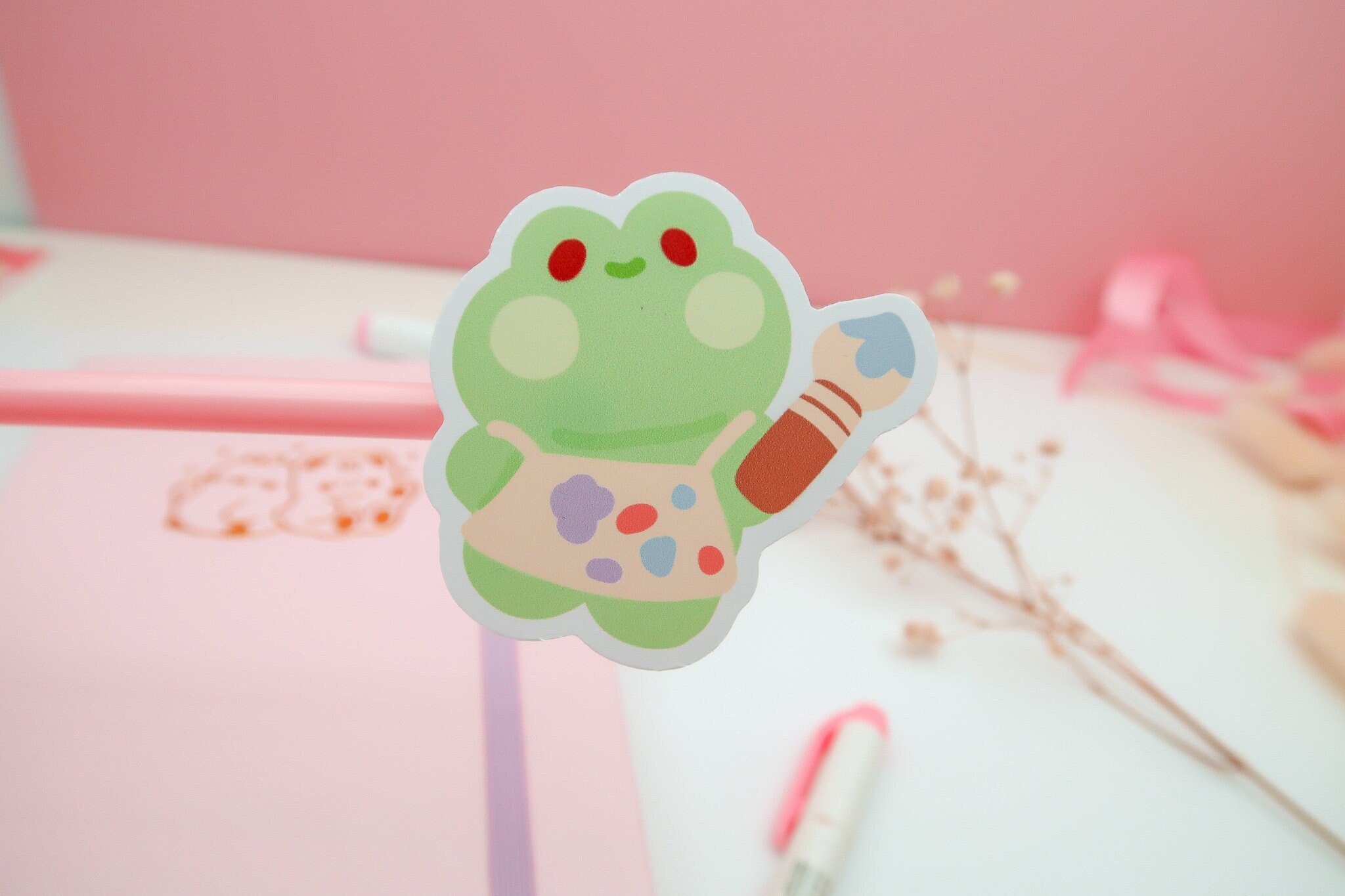 Painting Frog Sticker /cute Chubby Baby Frog Sticker/froggy | Etsy UK