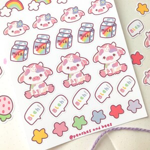 Cute Cow Sticker Sheet/cute Planner Stickers/ Cute Cottagecore Soft ...