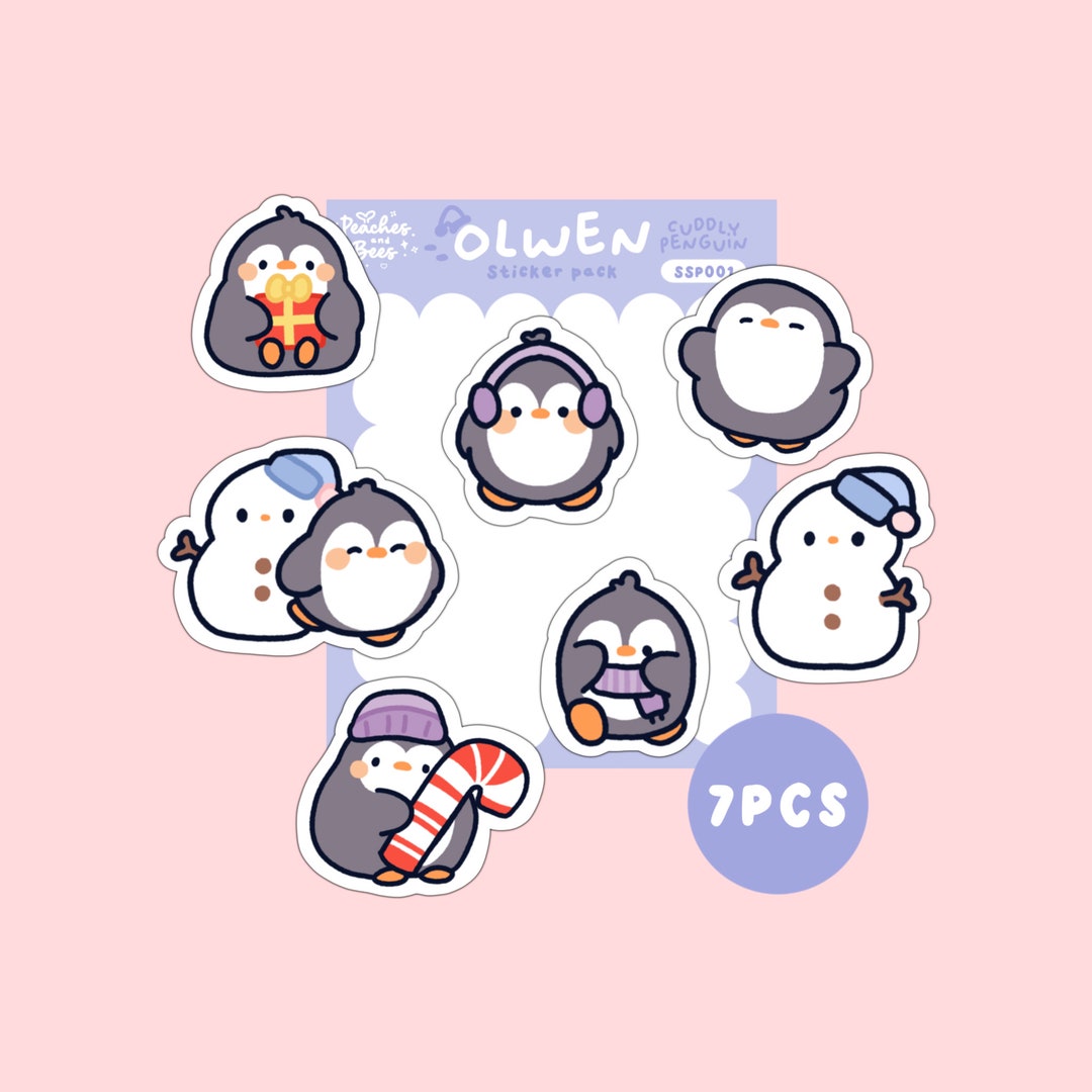 Olwen the Penguin Sticker Pack/kawaii Penguin Stickers/cute Christmas ...