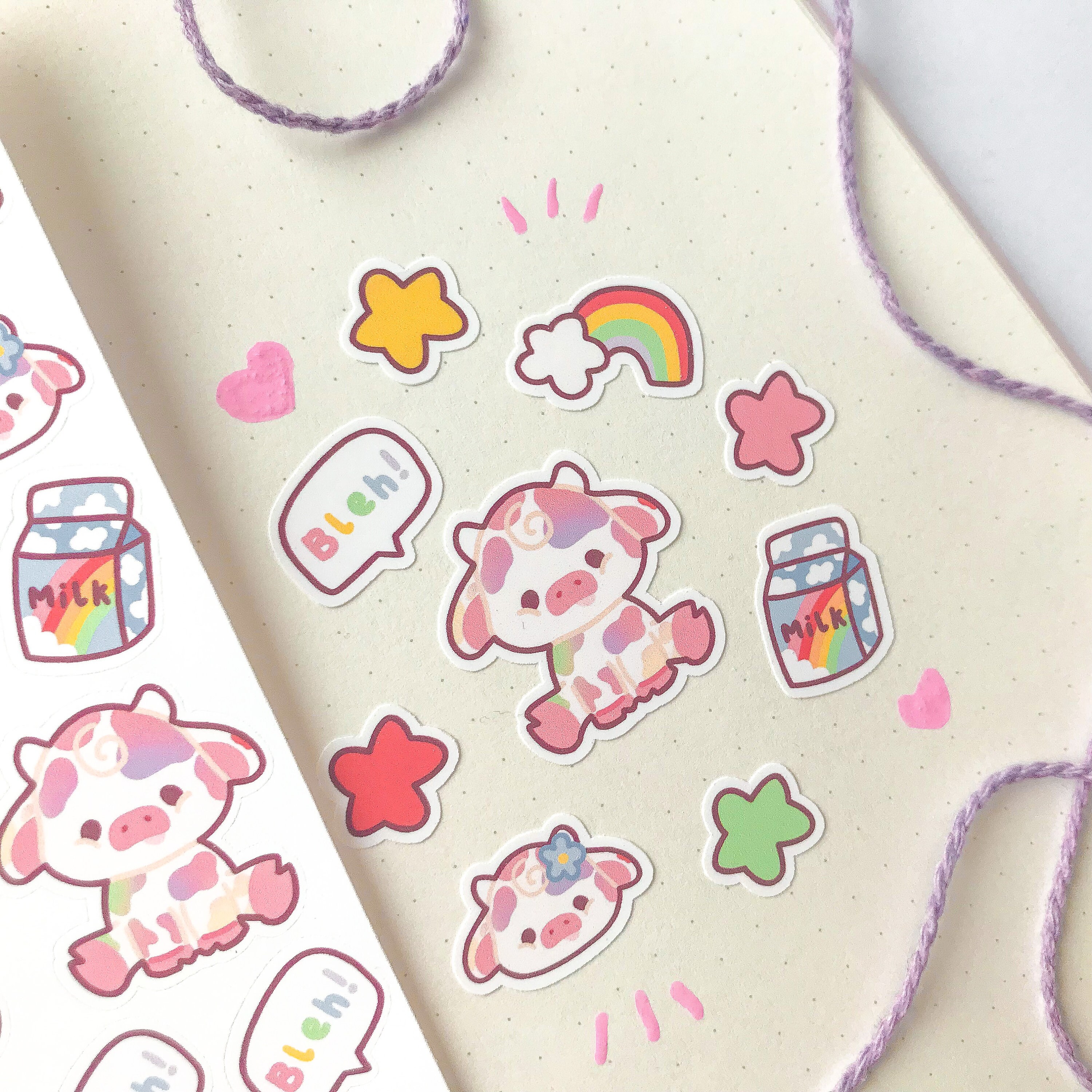 Cute Cow Sticker Sheet/cute Planner Stickers/ Cute Cottagecore | Etsy