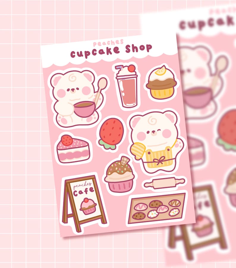 Cupcake shopsticker sheet/Kawaii cake sticker/bakery stickers/ | Etsy