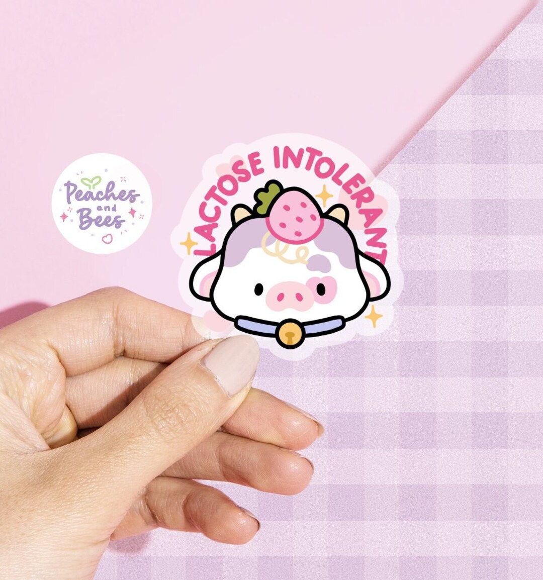 Lactose Intolerant Cow Sticker/mallow the Cow/water Bottle Decal/cute ...