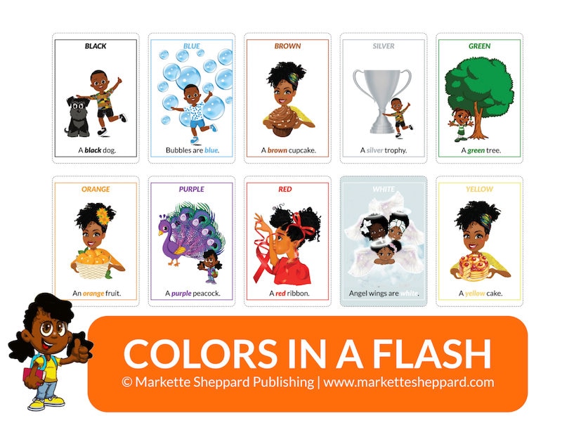 Colors in A Flash Printable African-american Flash Cards - Etsy