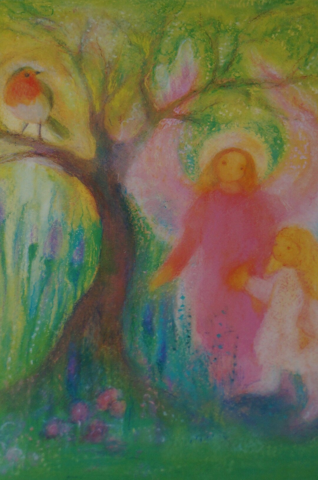 Postcard Season Map Guardian Angel Art Card Robins and Guardian Angels ...