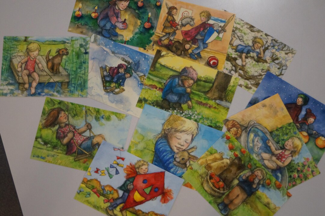 Set of Postcards Season Cards 12 Months 12 Motifs Sanne Duft Waldorf - Etsy