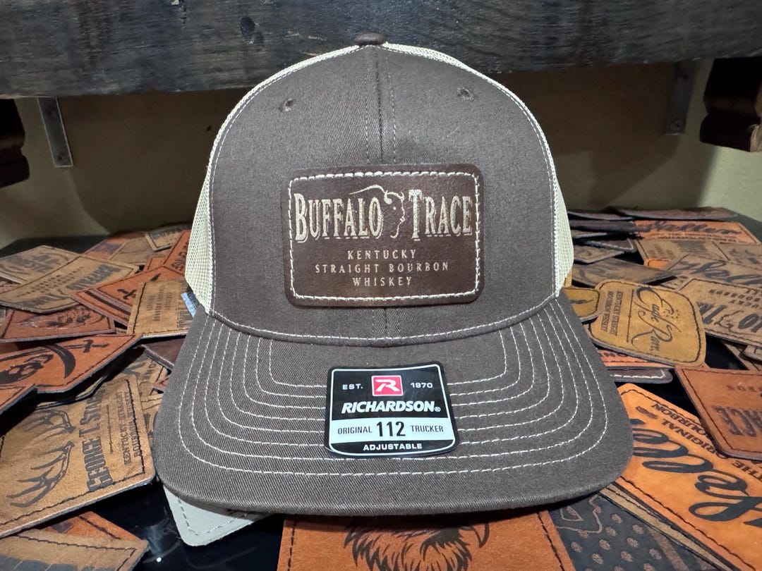 Buffalo Trace Bourbon Trucker Hat: Gold Laser Etched Logo, Brown Patch ...