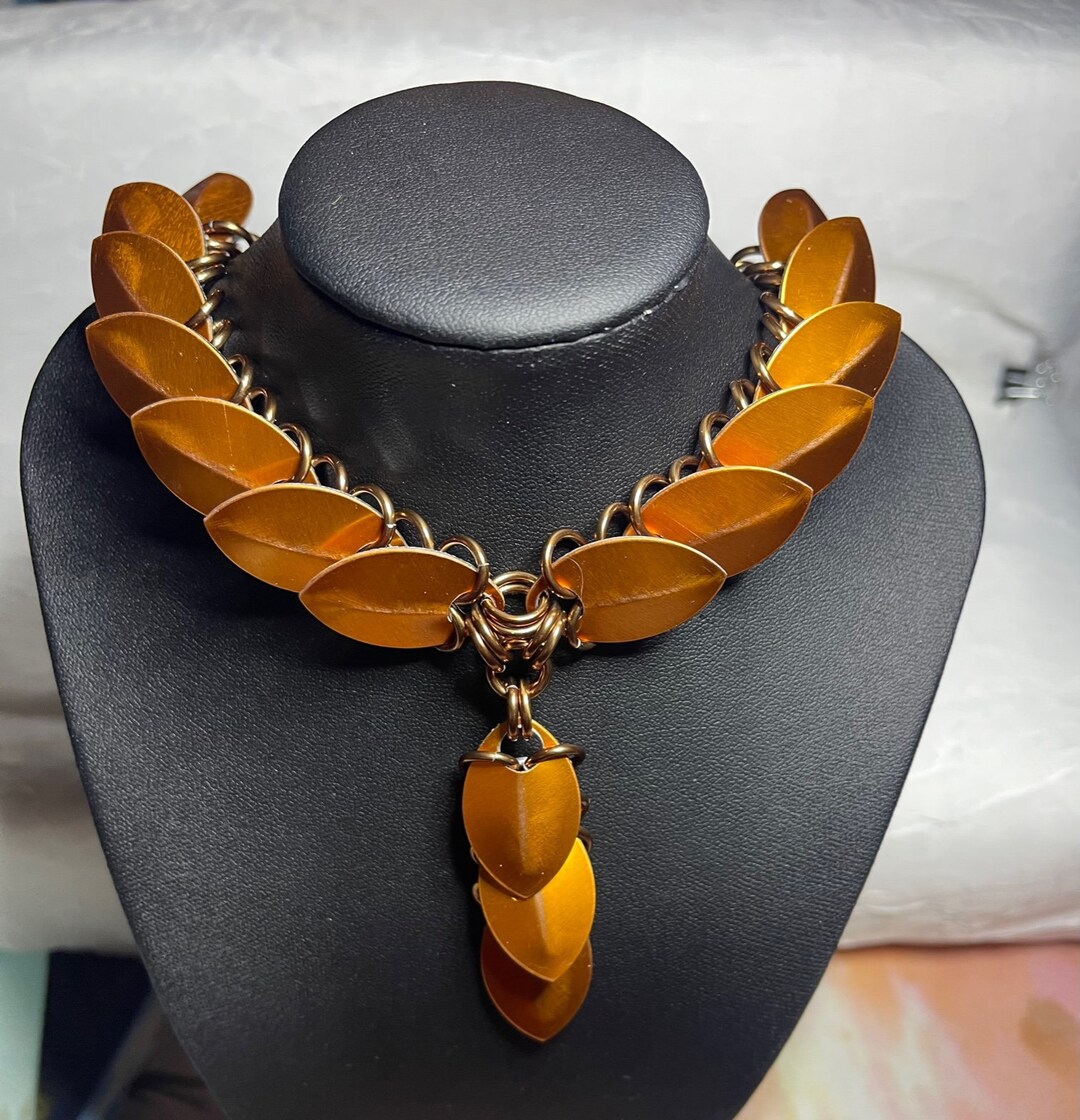 Bronze Dragon Scale Choker Chainmail Necklace - Etsy