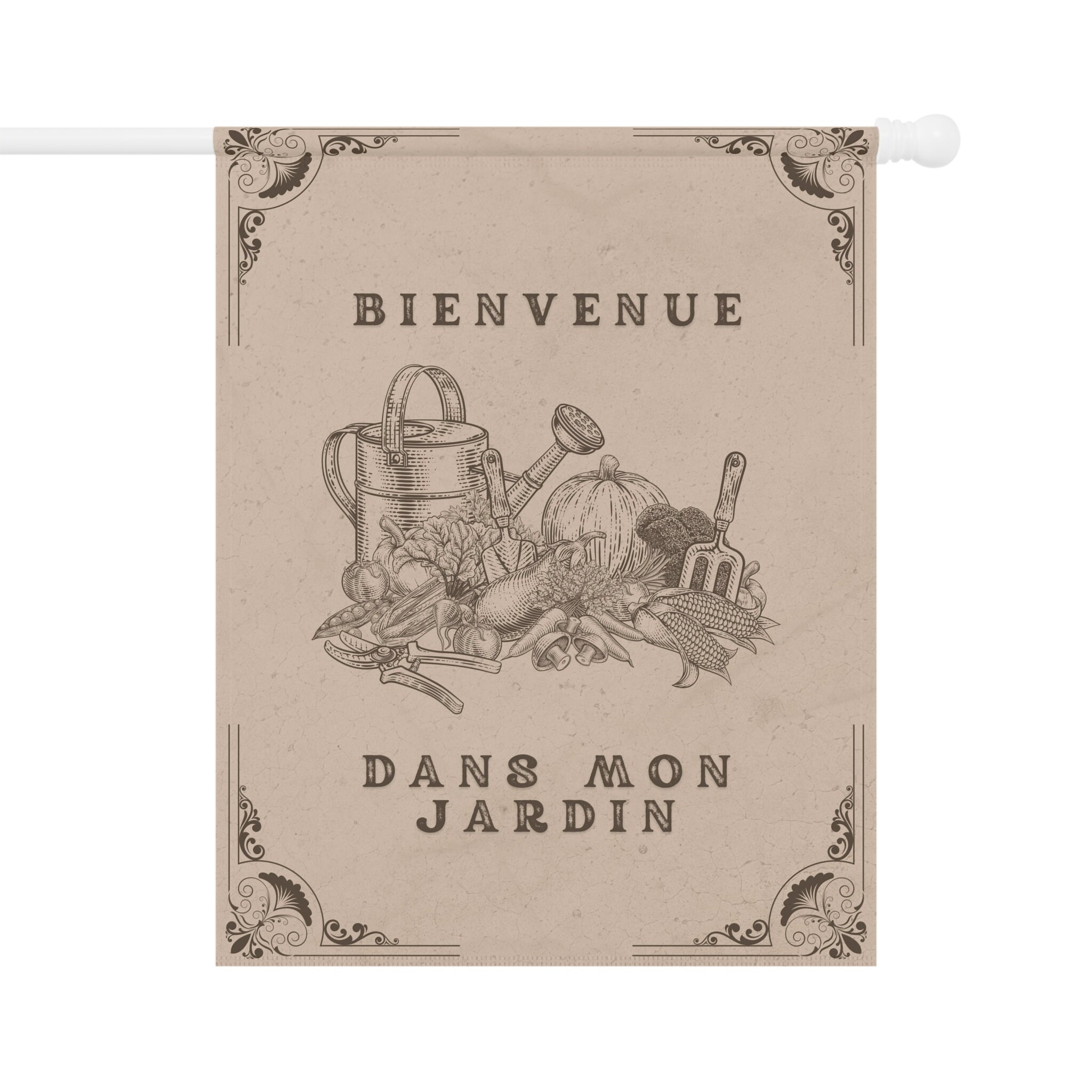 Retro "bienvenue Dans Mon Jardin" Garden Flag | Vintage French Welcome ...