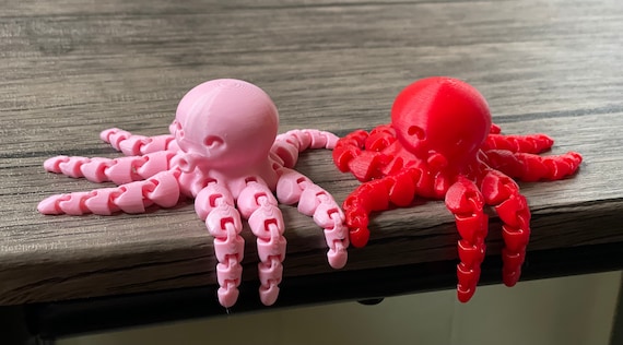 NEW Articulated Flexi Octopus Toy Fidget Silver Red Orange - Etsy