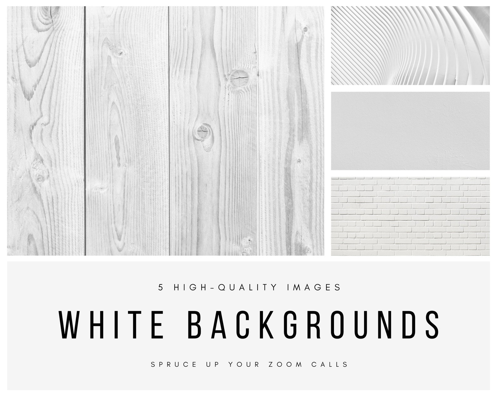 Zoom Backgrounds – White Texture Pack – 5 Backdrop Images for Online ...